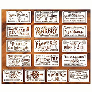 Farmhouse Stencils for Painting on Wood Kitchen Paint Stencils Flower Farm Vintage Sign Craft Stencils for Wood Burning Projects Reusable Wall Fabric Canvas (16 Farmhouse)