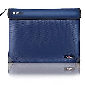 Fireproof Waterproof Money Document Bag - with 4200°F Heat Insulated, Safe Storage Pouch with Zipper, Upgraded 8 Layers of Functional Materials for Valuables (13.9"x10.6", Blue)