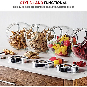 Bormioli Rocco PANDORA Glass Candy Jar 75½-Ounce Cookie Jar (2 Pack) With Plastic Airtight Seal Lid 2-Way Display, Bulk-Food Storage Jar for Snacks, Dry Food, Jelly Beans Canister, Apothecary Jars.