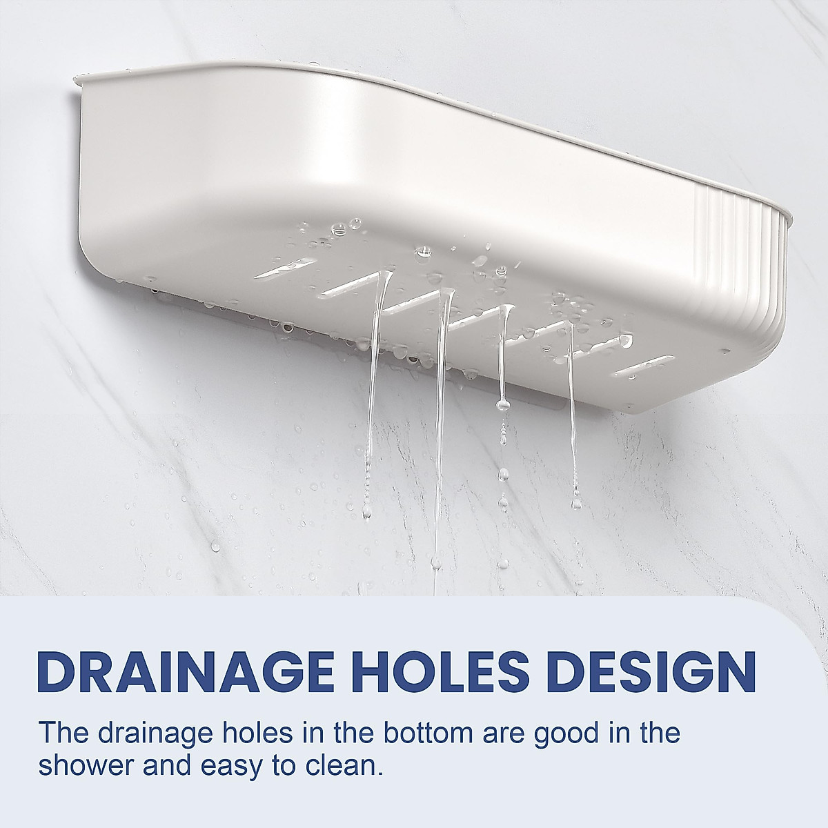 JOMOLA Shower Caddy Shelf Organizer Rack Self Adhesive Bathroom Shelves Basket Home Farmhouse Wall Inside Organization and Storage Decor Rv Accessories White