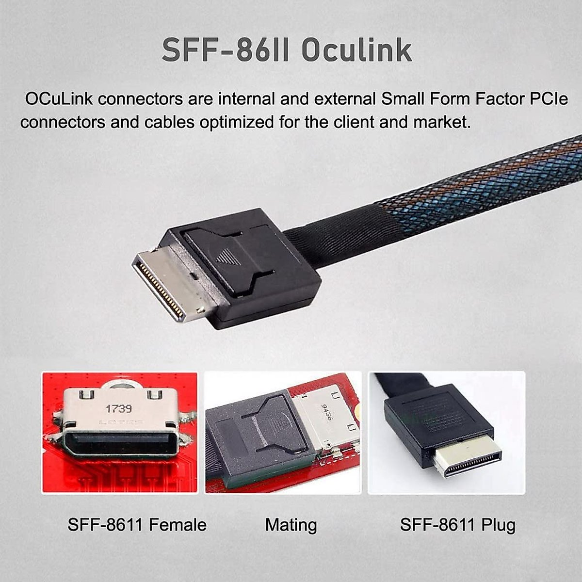 xiwai Oculink SFF-8611 Data Cable, PCI-E 3.0 Card - PCI Express M.2 M-Key to SFF-8612 Host Adapter for GPD Win Max2 External Graphics Card & SSD