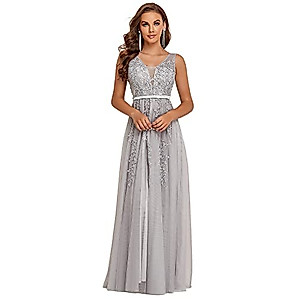 Ever-Pretty Women's Sleeveless Lace Wedding Guest Dress for Women Grey US10