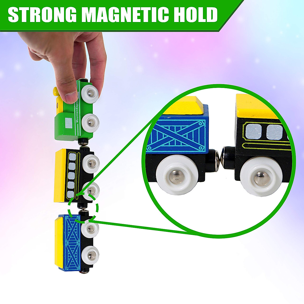 Double Suspension Bridge 12 - Wooden Toy Accessories for Kids Toddler Boys Girls - Compatible with Thomas Trains Railway, Brio Tracks, and Major Brands. 2X Red Bridges