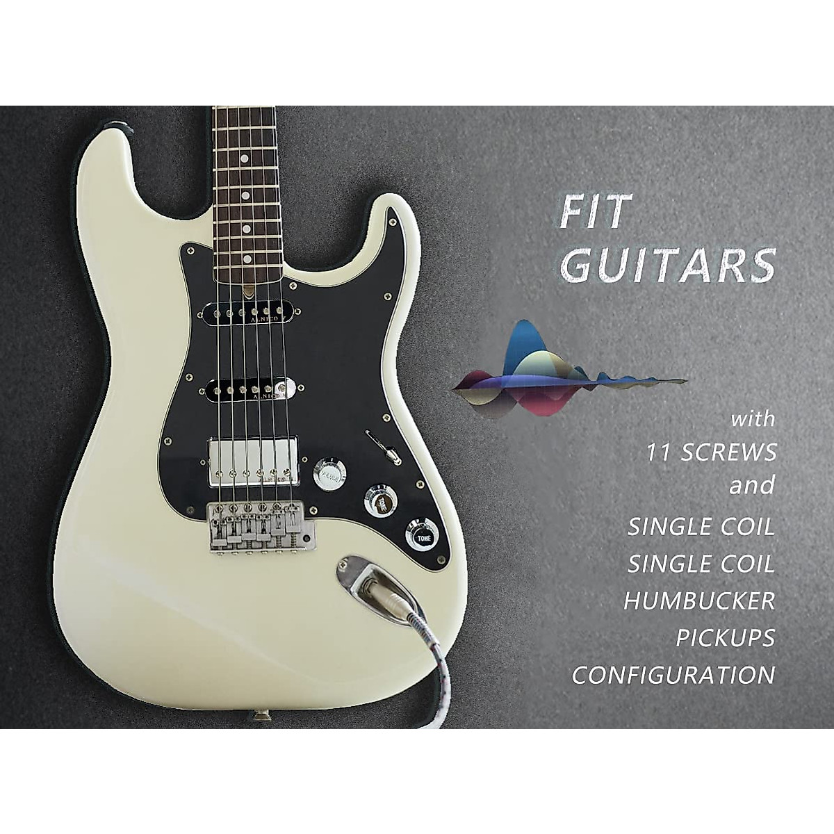 LAMSAM Prewired Pickguard with SSH Pickup Set, 3-ply Pick Guard Loaded Alnico V Single Coil Humbucker Pick-ups, Electric Guitar Scratchplate as Luthier Replacement Parts, Black-03