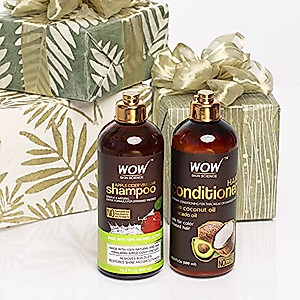 Wow Skin Science Apple Cider Vinegar Shampoo & Conditioner Set with Coconut & Avocado Oil - Men and Women Gentle Shampoo Set - Hair Growth Shampoo for Thinning Hair & Loss - Sulfate & Paraben Free