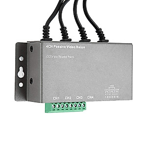 Simlug 4CH Passive Video Balun, Passive Video Balun Transceiver, NTSC,PAL,and SECAM Video Formats 60dB Crosstalk and Noise Immunity, for HD CCTV Office