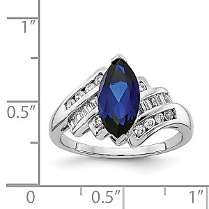 IceCarats 925 Sterling Silver Created Blue Sapphire Cubic Zirconia CZ Marquise Ring September Birthstone Jewelry Size 7