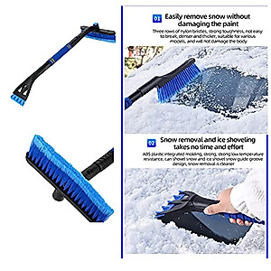 nyatek Extendable Ice Scraper Snow Brush for Car Windshield Detachable with Ergonomic Foam Grip for Car SUV Truck 360 Degree Rotation Car Accessories