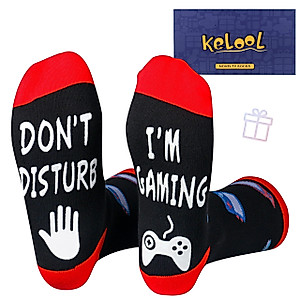 Kelool Do Not Disturb I'm Gaming Socks,Fathers Day Socks Gifts for Dad,Birthday Gifts for Mens,Teenage Boy Gifts Idea for Son,Boyfriend