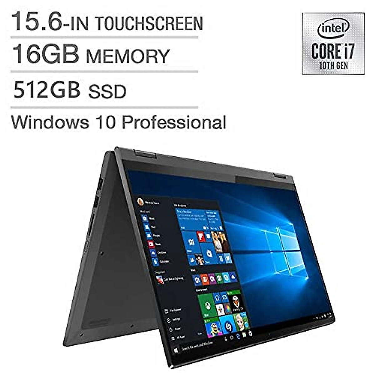Lenovo Ideapad Flex 5 15.6" 500nits 4K UHD Touchscreen 2-in-1 Business Laptop, i7-1065G7, NVIDIA MX330, Win 10 Pro, Fingerprint, Type-C, Wi-Fi 6, WOOV 32GB MSD Card (16GB RAM | 512GB PCIe SSD)