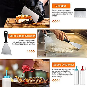 Blackstone Griddle Accessories Kit, 14pcs Flat Top Grill Accessories Set for Blackstone and Camp Chef, Enlarged Spatulas, Basting Cover, Scraper, Tongs, Grill Spatula Kit for Outdoor BBQ