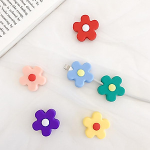 Hemobllo 2pcs Silicone Charging Cord Saver Mini Flower Charging Cable Protector Phone Cable Protective Cover (Blue and Green)