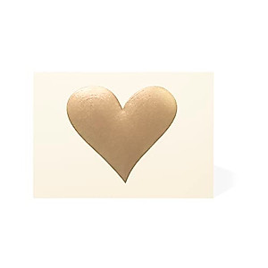 Portico Designs Blank Notecard Set Gold Foil Embossed Boxed Notecards Stationary Set, 10-Count, Heart