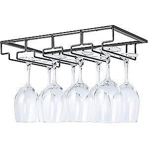 Metal Wine Glass Holder, Wine Glass Holder, Wine Glass Holder Wine Rack Kitchen Decoration (Color : 4 Rows 1 Pack Black)