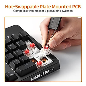 LTC NB1041 Nimbleback Wired Mechanical Keyboard, Hot-Swappable 104Keys RGB Backlit Gaming Keyboard, Red Switch/Black
