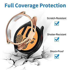 NANW 4 Pack Screen Protector Compatible with Samsung Galaxy 4 40mm, Soft TPU Plated Case Anti-Scratch Cover Rugged Bumper Full Cover Protective Shell for Galaxy Watch 4 Smartwatch