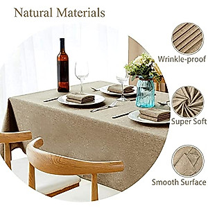 Mebakuk Rectangle Tablecloth and Cloth Napkins Set of 12, Anti-Shrink Soft and Wrinkle Resistant Decorative Fabric for Wedding Party Restaurant Dinner Parties (60 x 84 Inch Mocha)