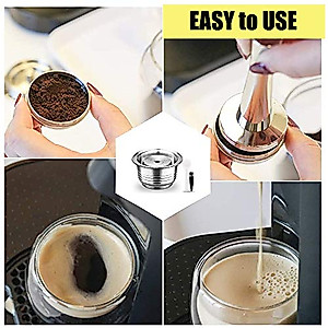 Reusable Coffee Capsule Filter, Stainless Steel Coffee Pod Holder Set Compatible with Nespresso Vertuoline GCA1/Plus, Nespresso Vertuo Plus Series, Delonghi ENV 135/150 with Brush Spoon (240ml)