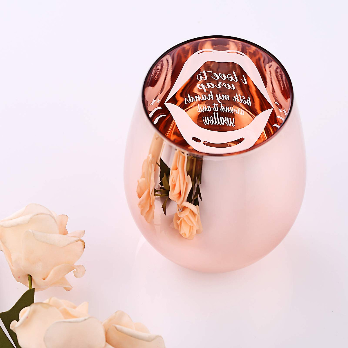 homeconlin Naughty Bachelorette Gifts - Funny Gag Gifts for Women - I Love To Wrap Both My Hands Around It and Swallow Wine Glass 1 Count (Pack of 1)