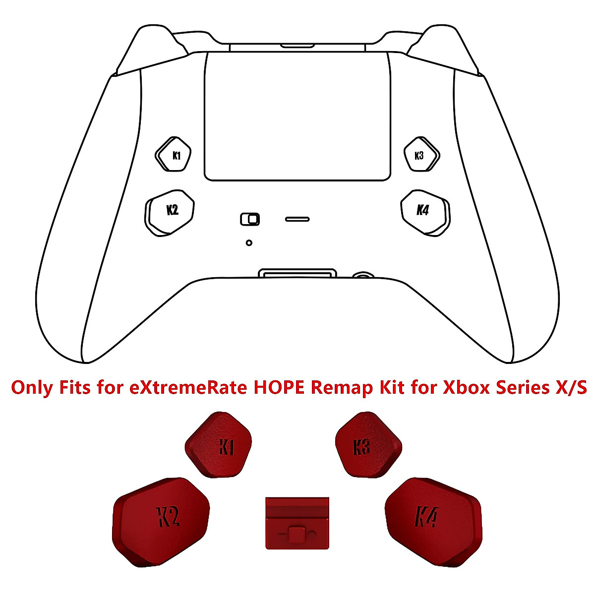Scarlet Red Replacement Redesigned K1 K2 K3 K4 Back Buttons Paddles & Toggle Switch for Xbox Series X/S Controller eXtremerate Hope Remap Kit - Controller & Hope Remap Board NOT Included