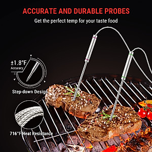 TempPro H29 Wireless Meat Thermometer with 4 Probes, 1000FT Smoker Thermometer for Grilling and Smoking, Meat Probe BBQ Thermometer for Oven and Grill