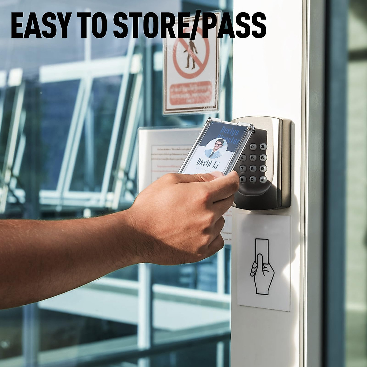 Indoula Badge Holders, Vertical/Hard Plastic ID Badge Holder with Lanyard and Metal Clip (1 Pack, 4 Cards Storable).