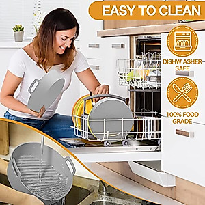 silicone air fryer liners-Reusable Heat Resistant Food Safe Silicone Bowl/Pot for Air Fryer and Microwave for Ninja Foodi Air Fryer, Coffee Maker, Blender (grey1pcs 9inch)