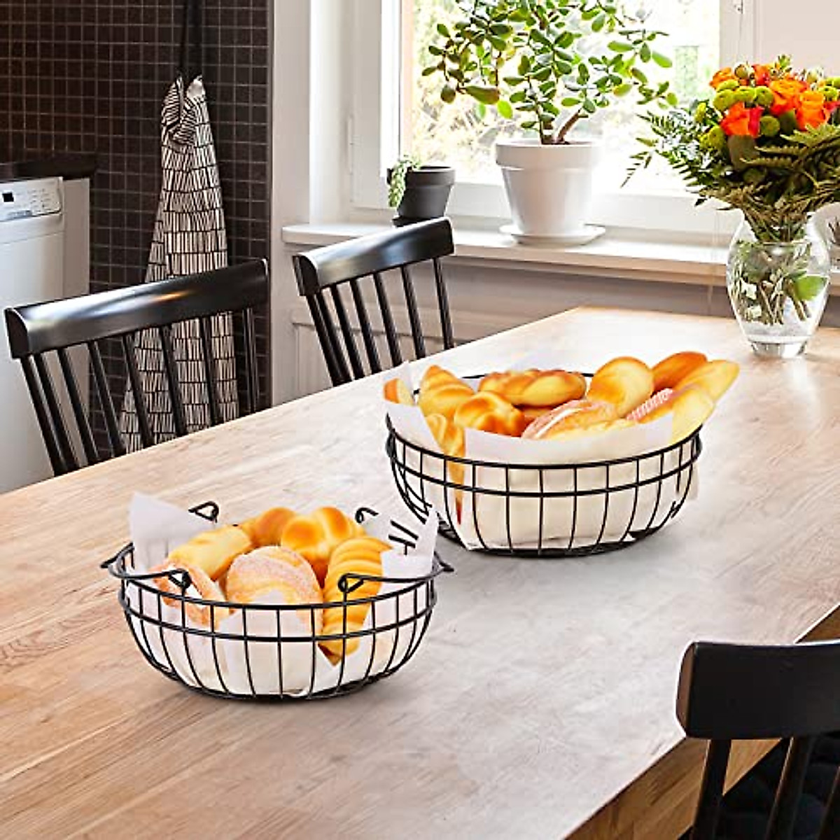 2- Tier Fruit Basket for Kitchen Counter, Homewill Fruit Basket with Banana Hanger, Hanging Wire Fruit Vegetable Basket Bowls Storage for Countertop