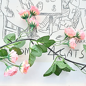 Mandy's 2pcs Pink Silk Rose Vine Garland Artificial Flowers with 69 Heads for Home Wedding Arch Floral Decorations