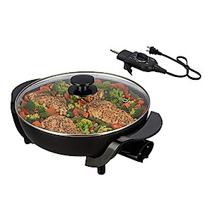 Deahun Mainstays 12" Round Nonstick Electric Skillet with Glass Cover