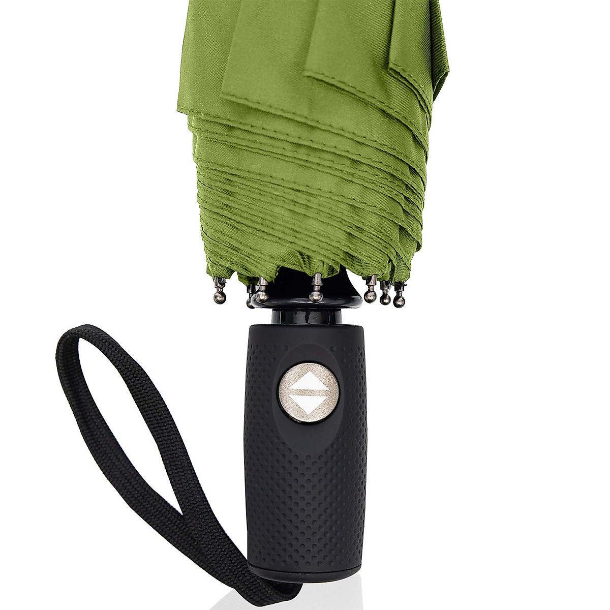 RainPlus Windproof Travel Umbrella - Compact, Automatic, Folding and Portable - Umbrellas For Rain for Men and Women - Car, Backpack, Purse, Strong & Wind Resistant (Green)