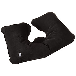 Lewis N. Clark Original Neckrest Inflatable Pillow, Waterproof Neck Pillow for Neck Support at the Beach, Pool + Airport Travel with Fully Adjustable Firmness and Included Carrying Pouch, Black