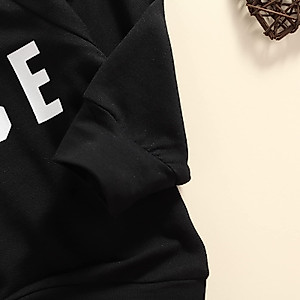 wdehow Newborn Toddler Baby Boys Girls Pullover Long Sleeve Babe Letters Print Sweatshirt Sweater Tops Fall Winter Clothes (Black, 0-6 Months)