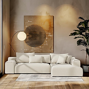 Acanva Modern Minimalist Sofa with Extra Deep Seats for Living Room, Bedroom and Lounge, L-Shaped Sectional Couch with Right Chaise,White