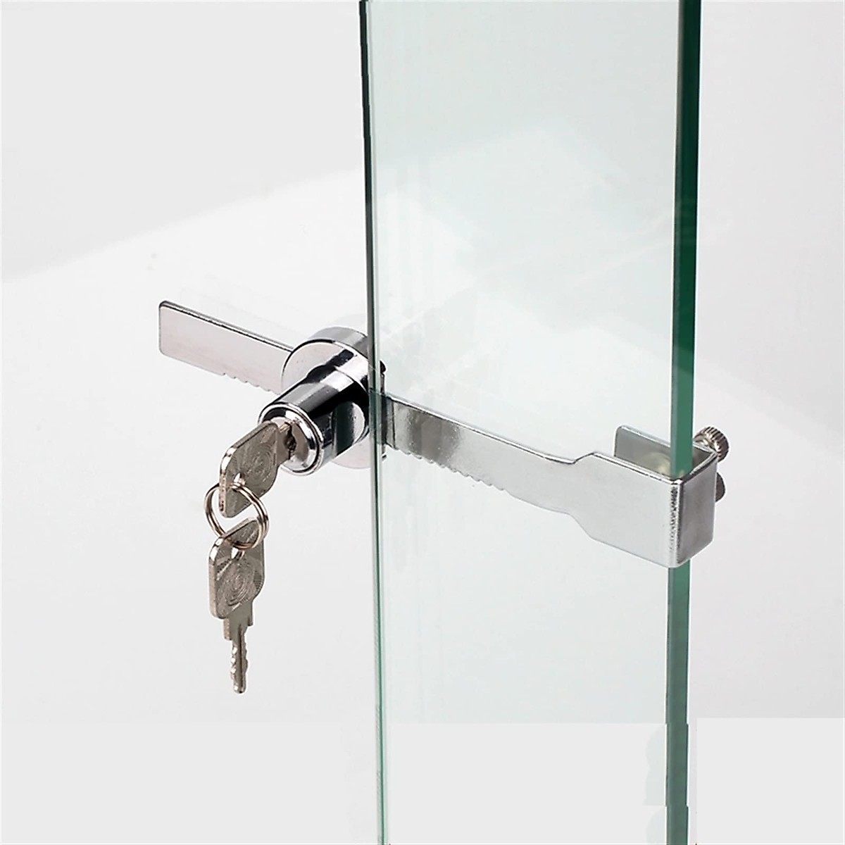 TEMKIN Door Stoppers Security Glass Cabinet Sliding Door Lock Display Cabinet File Cabinet Lock Sliding Door Lock Door Chain (Size : A)