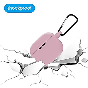 Geekria Silicone Case Cover Compatible with JBL Tune 130NC TWS True Wireless Earbuds, Earphones Skin Cover, Protective Carrying Case with Keychain Hook, Charging Port Accessible (Pink)