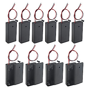 WMYCONGCONG 10 PCS 2X 1.5V AA Battery Holder Case Storage Box w/Wire Leads and ON/Off Switch