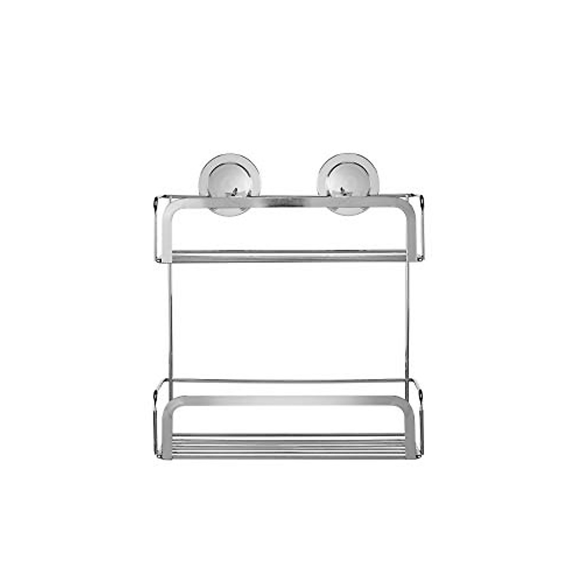 Croydex Stick n Lock Easy to Fit Adhesive Two Tier Cosmetic Basket, 20.6in x 10.2 x 6.4in, Chrome