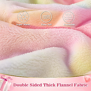 Waitu Wearable Blanket Sweatshirt Gifts for Women and Men, Warm and Cozy Rainbow Blanket Hoodie, Thick Flannel Hoodie Blanket with Sleeves, Blanket Robe for Adults and Kids