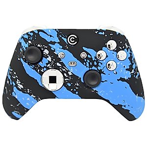 Designer Series Custom Wireless Controller for PC, Windows, Series X/S & One - Multiple Designs Available (Blue Splatter & Silver Chrome Inserts)