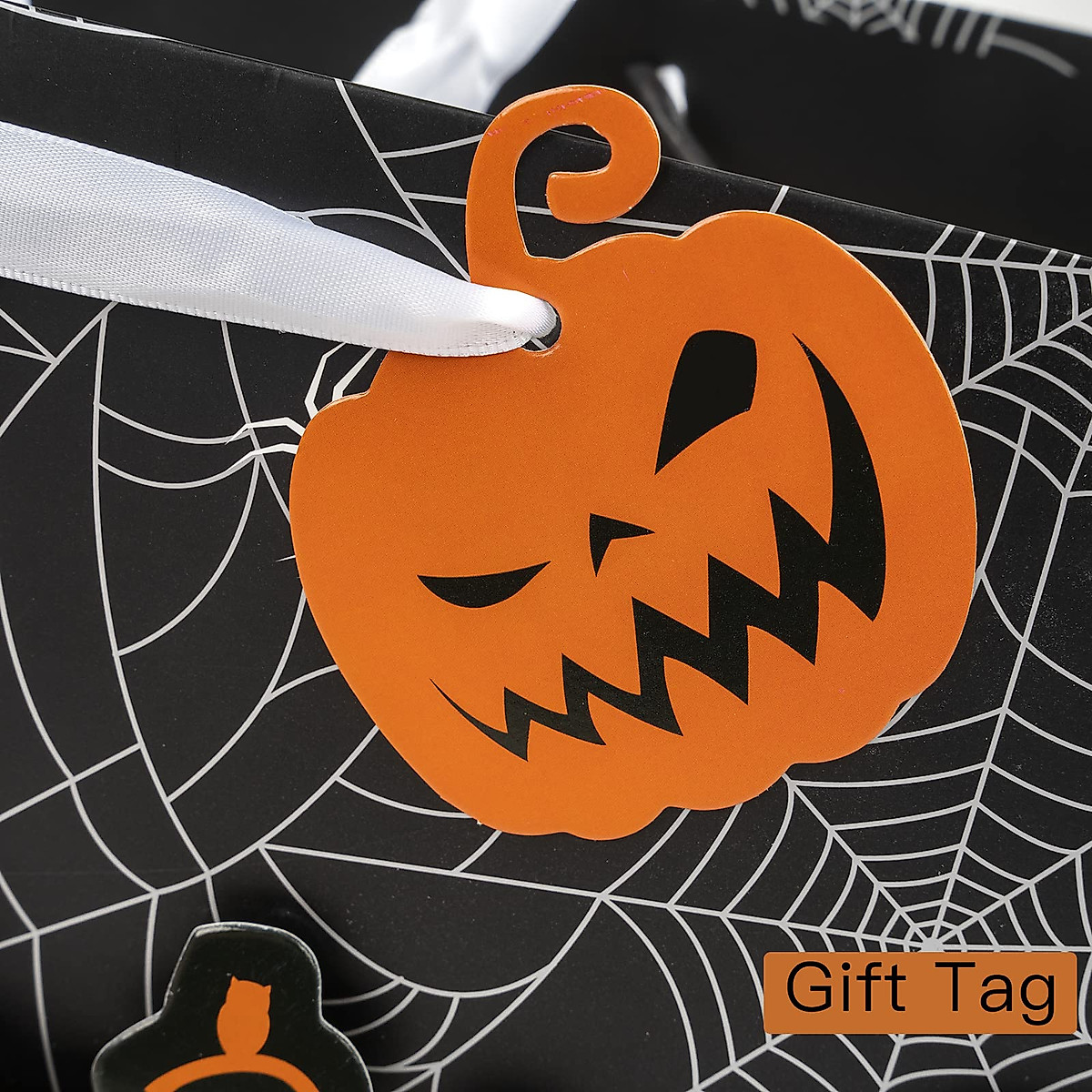 Loveinside Halloween Medium Gift Bags with Tissue Paper and Tag for Holiday, Party - 13" x 5" x 10", 1 Pcs - Black