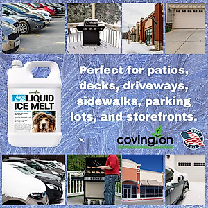 Ice Melt, Pet Safe Ice Melt, De Icer for Sidewalks, Driveways, Decks, & Concrete. Spray Pet Friendly Liquid Ice Melt, Covers More Ground & Easier than Spreading Salt Pellets, USA Made-1 Gallon