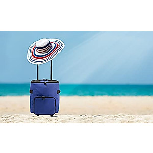 Eternal Living Collapsible Rolling Cooler with Wheels for Sand and Handle 50 Can Capacity Portable Ice Box Chest for Beach, Blue