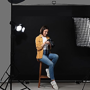 【Wider Style】 RAUBAY 78.7 x 78.7in Large Collapsible Black Backdrop Screen Portable Retractable Panel Photo Background with Stand for Video Conference, Photographic Studio, Streaming