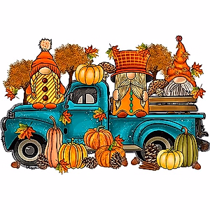 Fall Gnome Teal Truck Sublimation Transfer, Ready to Press, Autumn, Pumpkins, Gnomes, Vintage, Sublimation Transfer, Harvest, Ready to Use (Child x1-6")