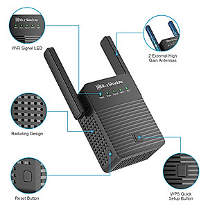 2022 New WiFi Extender Coverage up to 1000 Sq. Ft and 20 Devices with AC 1200 Dual Band WiFi Repeater Range Extender 2 high Gain Antenna (Up to 1200Mbps Speed) with Led Indication & Wall Plug