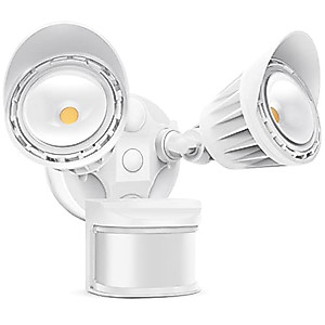 SAATLY 20W LED Security Lights with Motion Sensor Outdoor, Adjustable 2Heads Motion Detector Flood Light, 2000LM, 5000K IP65 Waterproof, Exterior Flood Light for Garden, Garage, Yard, Porch-White