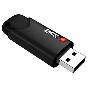 Emtec Click Secure B120 USB 3.2 Flash Drive 64 GB - Encryption software AES 256 - Read speed 100 MB/s - Black