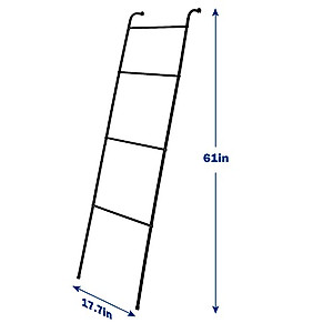 Blanket Ladder Decorative Towel Rack Holder for Bathroom, Wall Leaning Metal Drying Quilt Stand for Living Room Bedroom Farmhouse Home Decor, Gift for Women Mom Mother Her Wife - Black