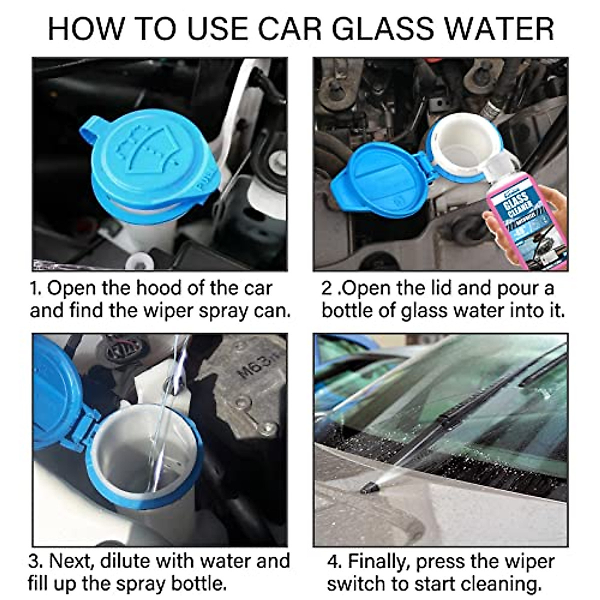 RAYHONG 2Pcs Windshield Washer Fluid Concentrate, Multi-Surface Glass Cleaning, Car Antifreeze Glass Water - 100ML